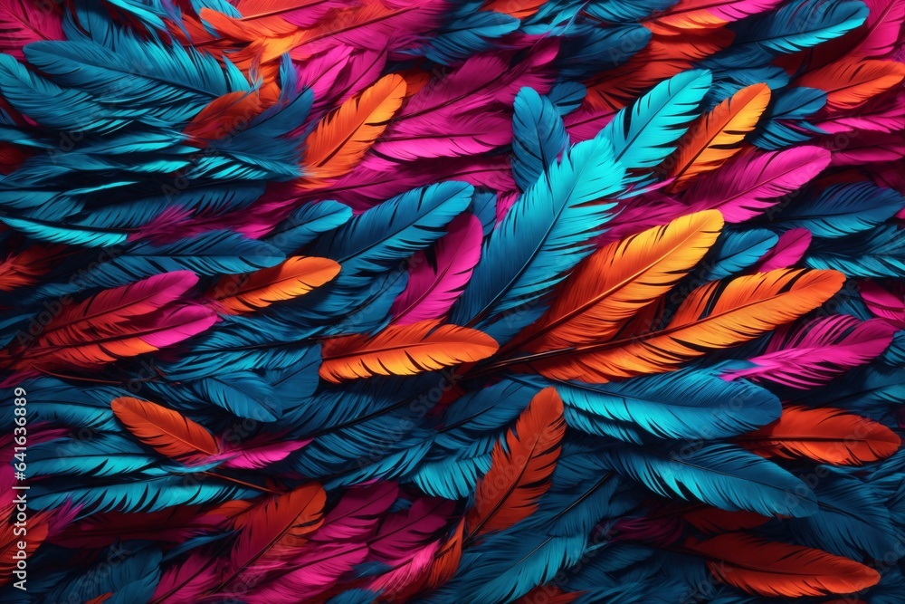 Neon Feather Background, Colorful Feather Wallpaper, Feathers ...