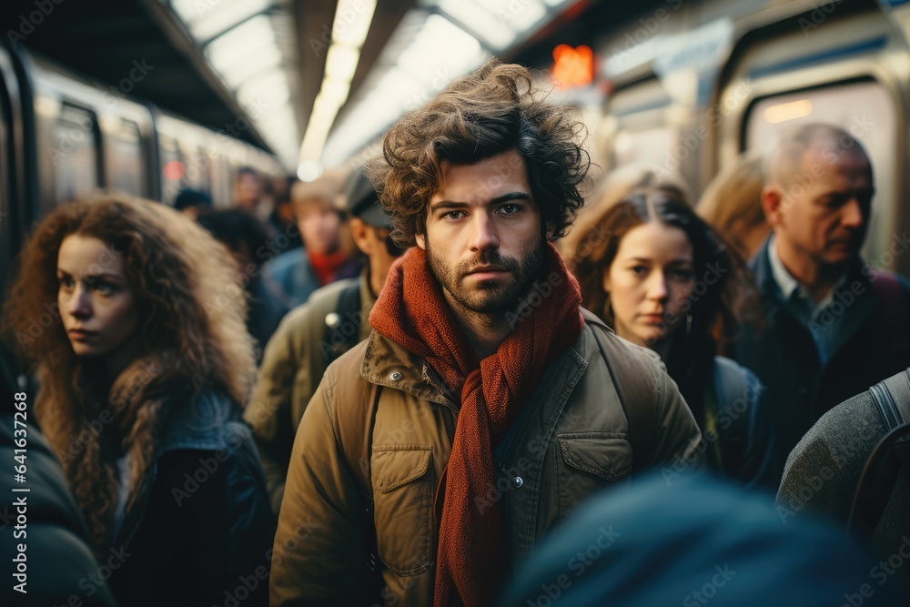Crowded Subway Tain - People Going to Work by Train - Urban Commute ...