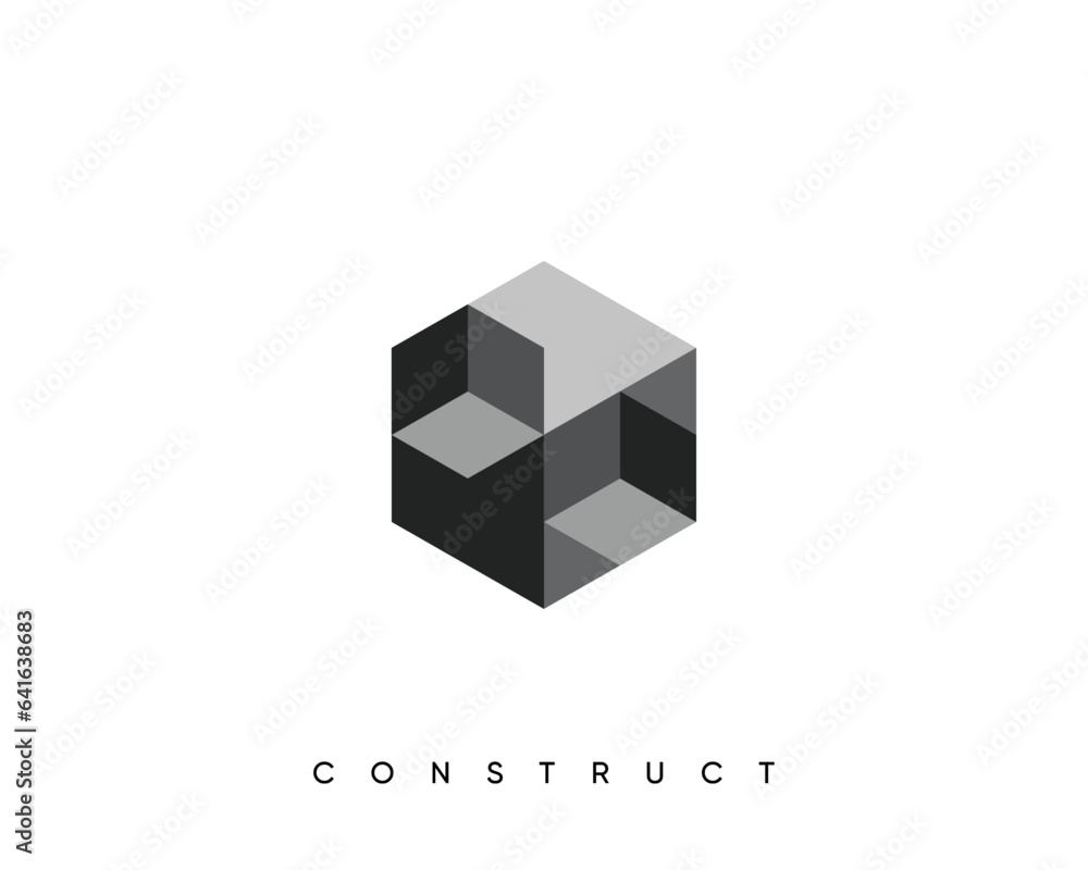 Abstract cube logo design template for construction, planning and ...