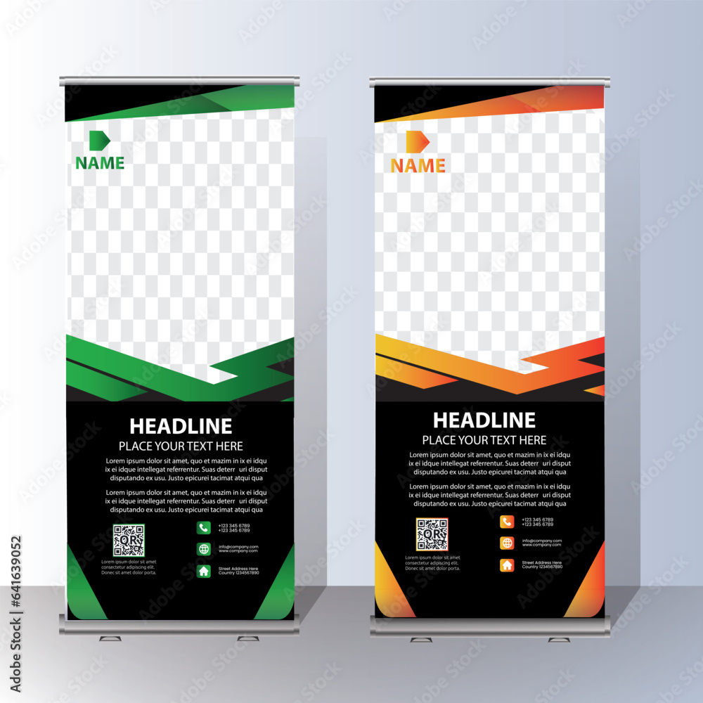 Vetor de Roll Up Banner Signage Standee Template for Advertising and ...
