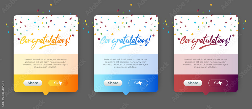 Set of Modern congratulations pop up banner with flat design on white ...