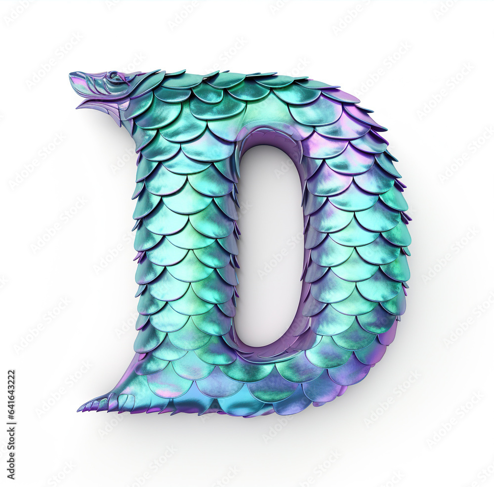3d render letter d surrounded by Mermaid Scales: The font is inspired ...