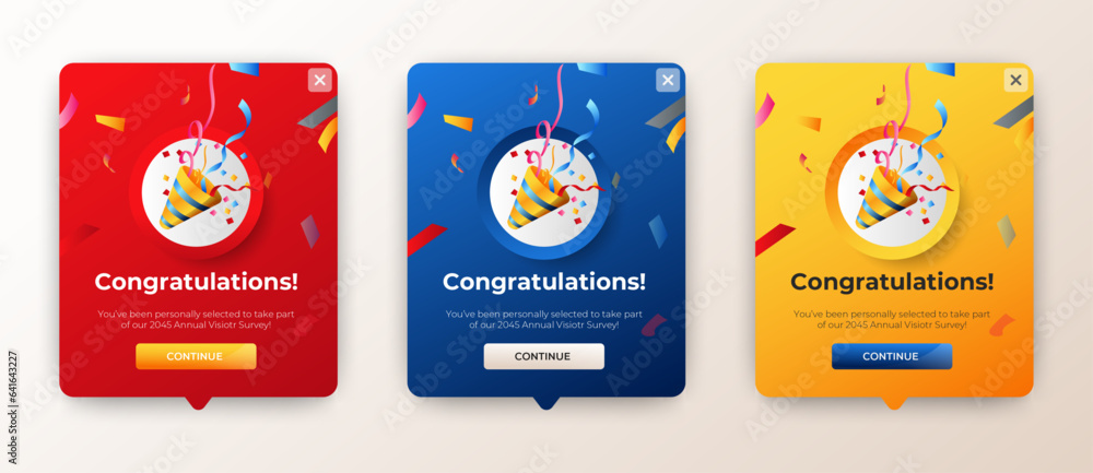Set of Modern congratulations pop up banner with flat design on white ...