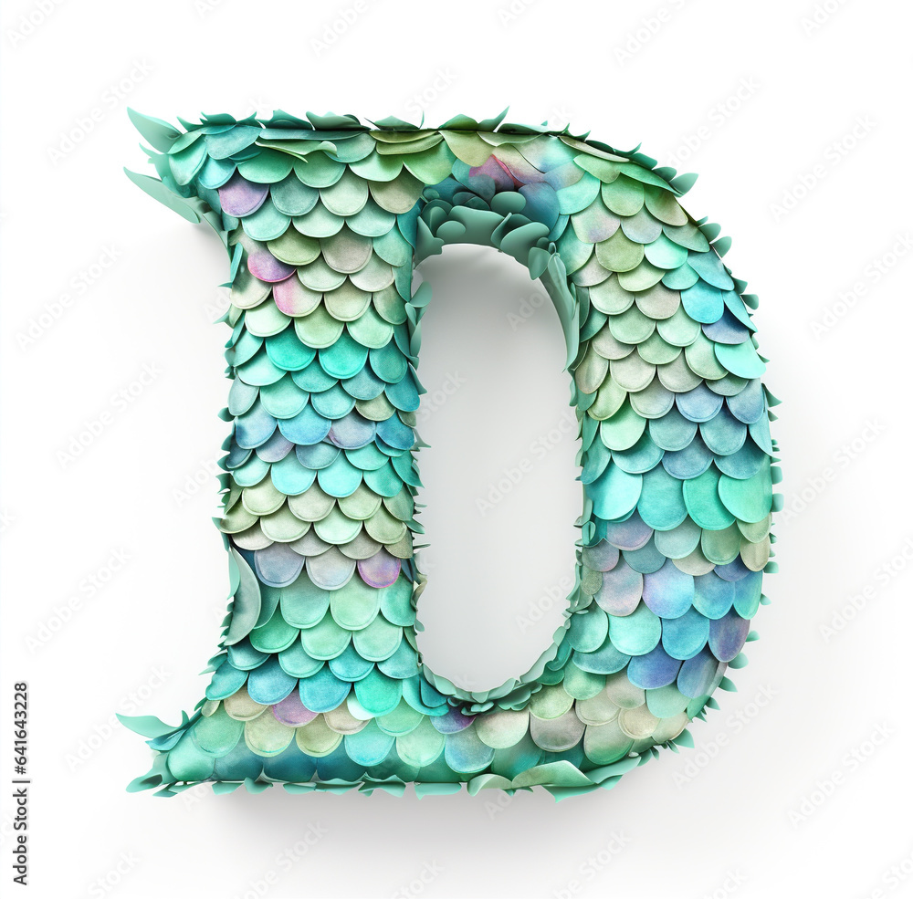 3d render letter d surrounded by Mermaid Scales: The font is inspired ...