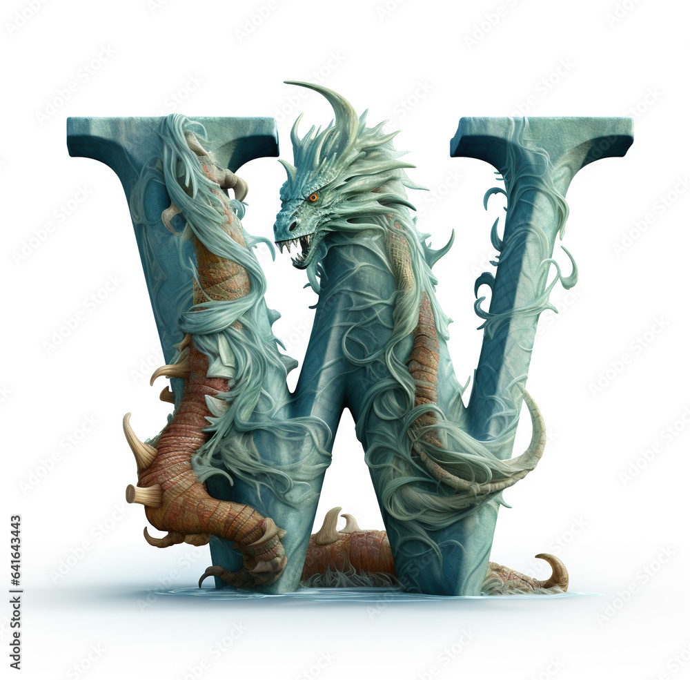 3d render letter w surrounded by Sea Monster Serif: A font inspired by ...