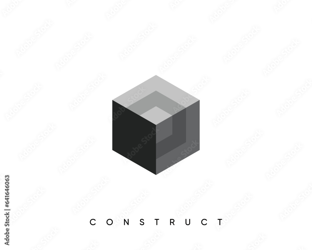Abstract cube logo design template for construction, planning and ...