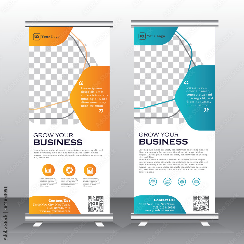 roll up banner vertical template design, for brochure, business, flyer ...