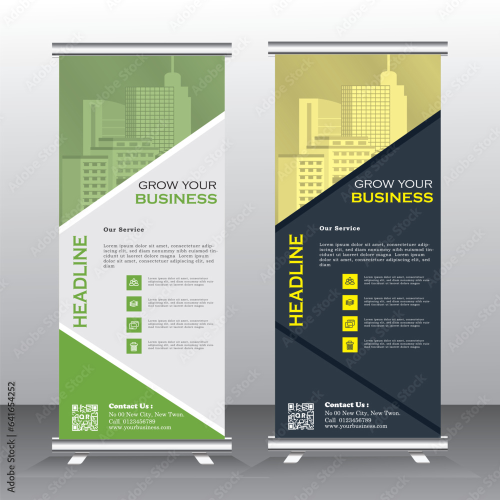 roll up banner stand design with abstract geometric colorful. color ...