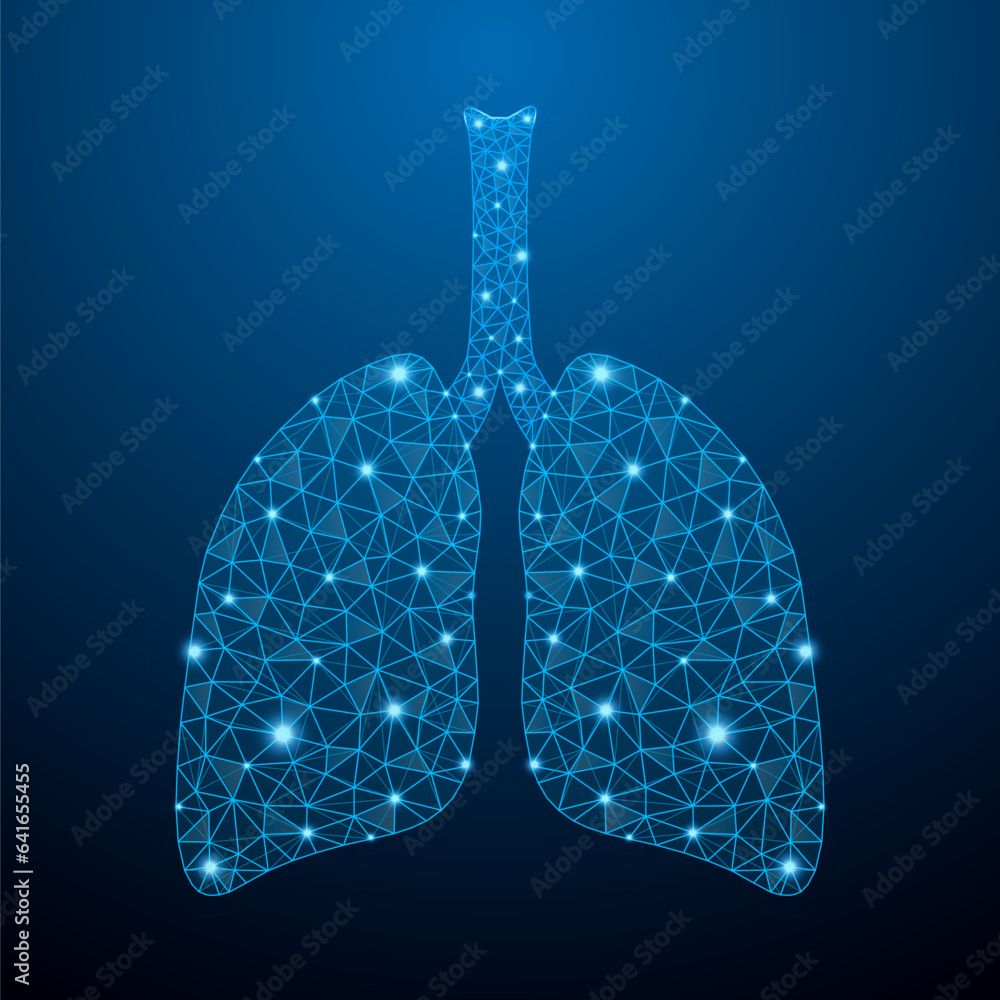 Low poly human lungs vector with futuristic concept. Medical organs ...