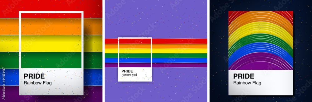 Collection of Pride Rainbow Flags art posters. Color Palette Concept ...