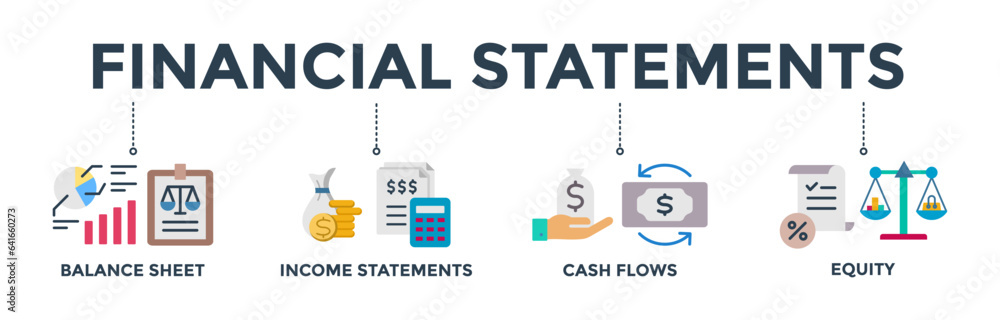 Financial statements banner web icon vector illustration concept with ...