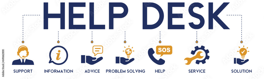 Help desk banner website icons vector illustration concept with an ...