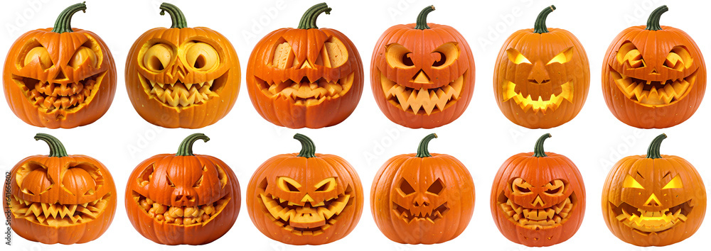 set of halloween pumpkins / cucurbita / squash - Jack o Lantern ...
