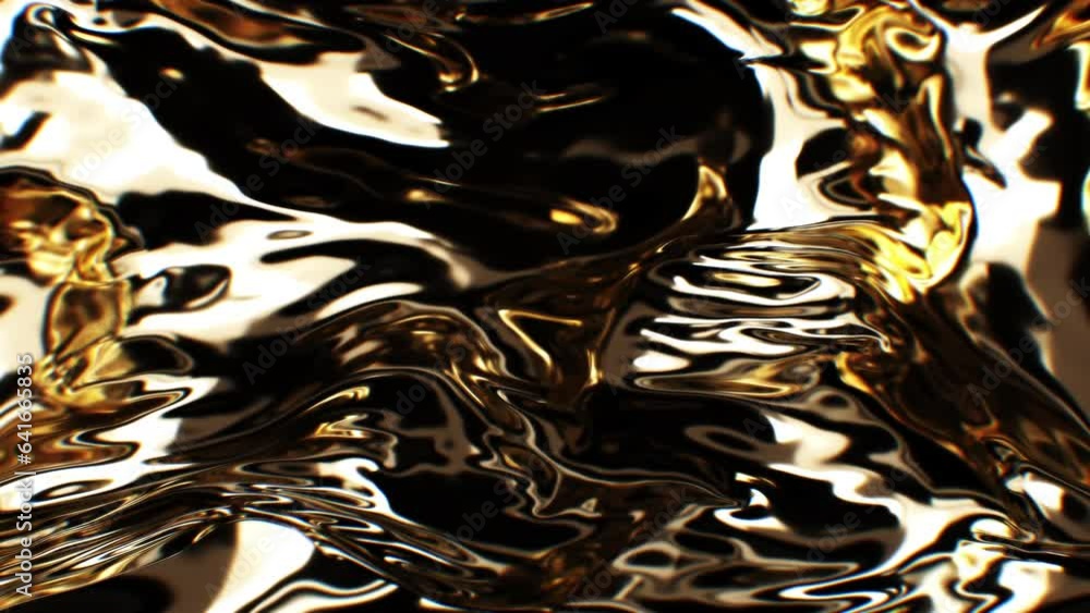Beautiful Waving Golden Metal Surface Seamless Slow Motion. Looped ...