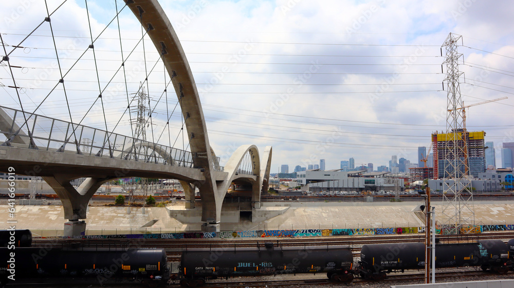 Los Angeles, California: view The Ribbon Of Light - 6th Street Bridge ...