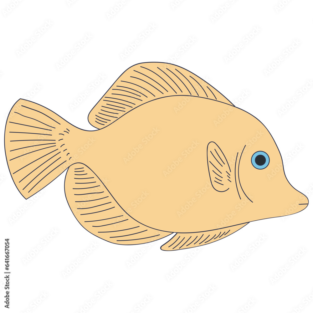 Yellow tang fish cartoon illustration Stock Vector | Adobe Stock