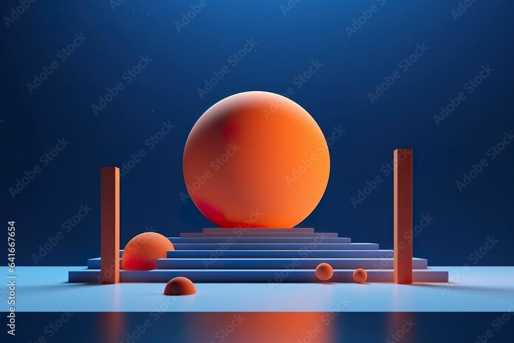 Simple 3d three-dimensional circles and lines on a modern style ...