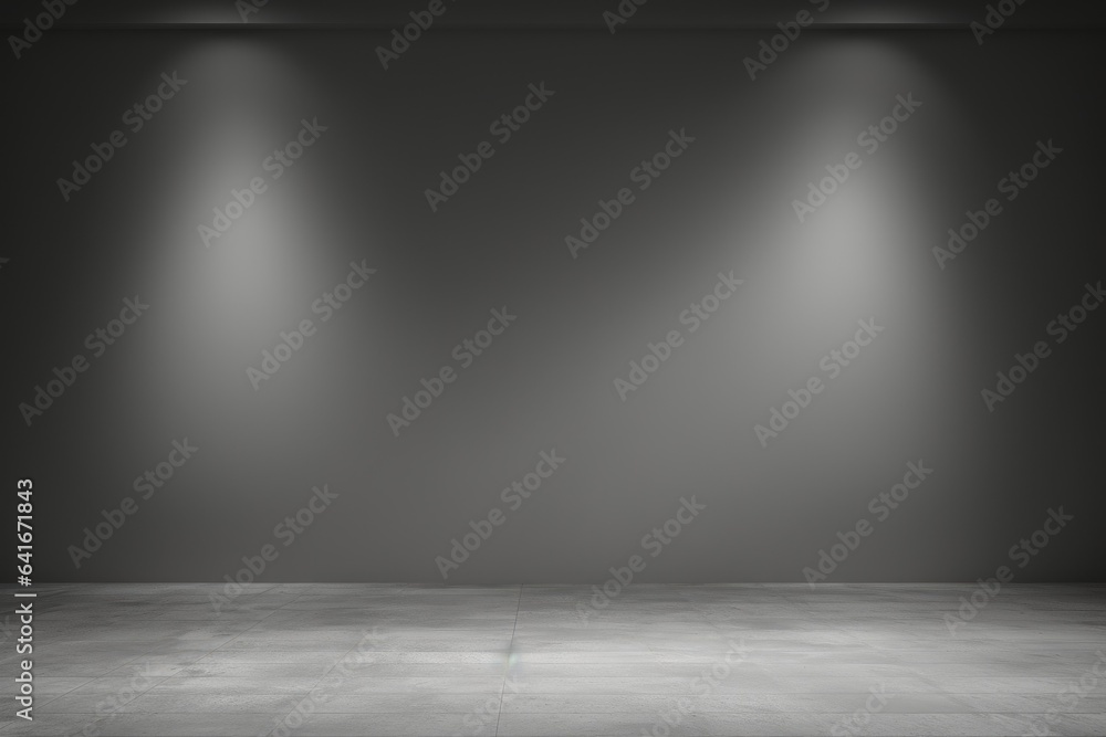 Empty gray background and spotlight with studio for showing or design ...