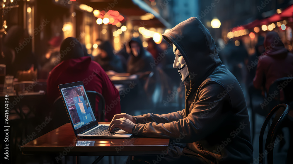 Internet privacy theft lurking in background. Anonymous hacker ...