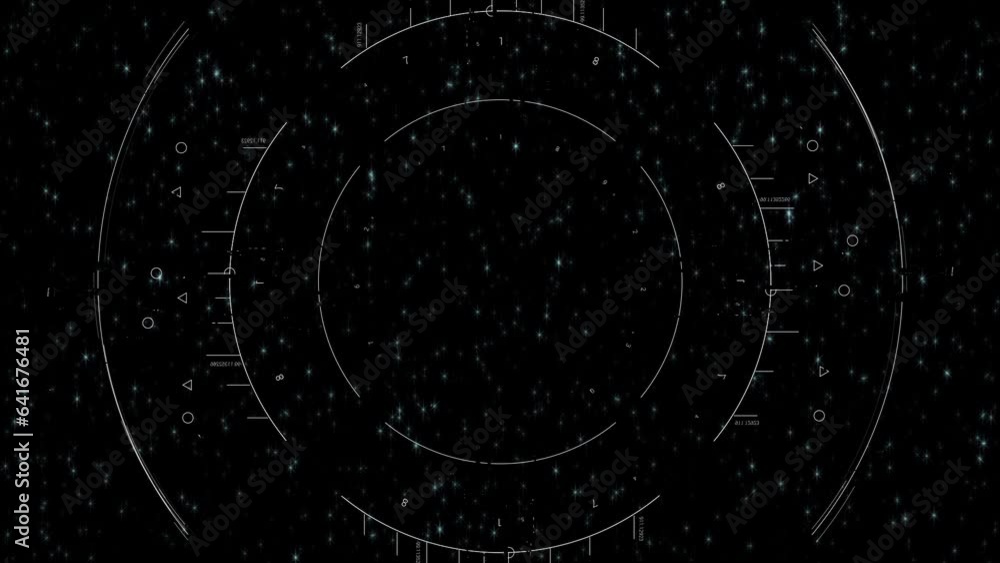 Spaceship Hud display scanning luminous blinking stars. Motion graphic ...