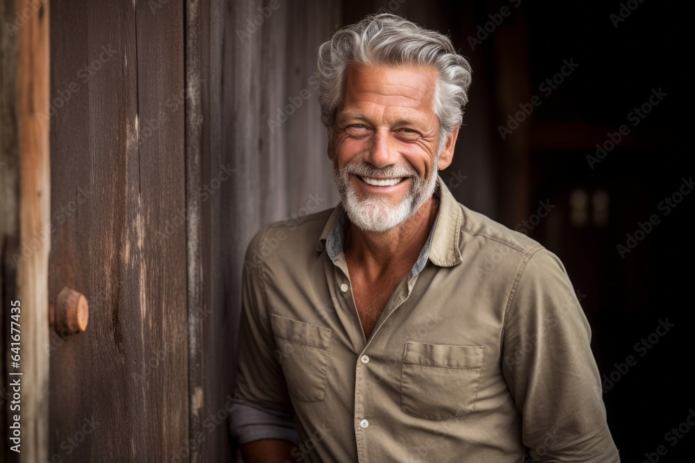 Lifestyle portrait photography of a satisfied mature man winking ...