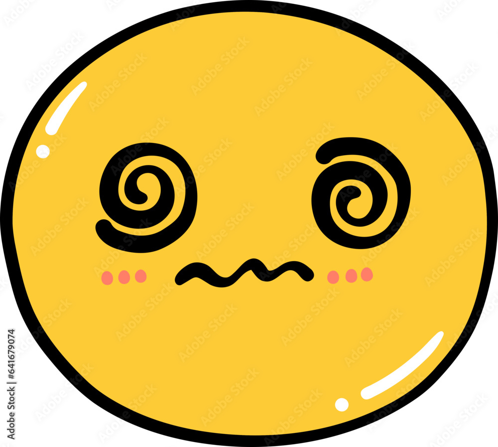 Cute confused emoji, kawaii emoticon doodle outline Stock Vector ...