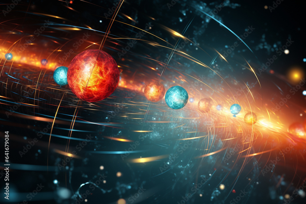 Abstract image of particle collisions in a particle accelerator ...