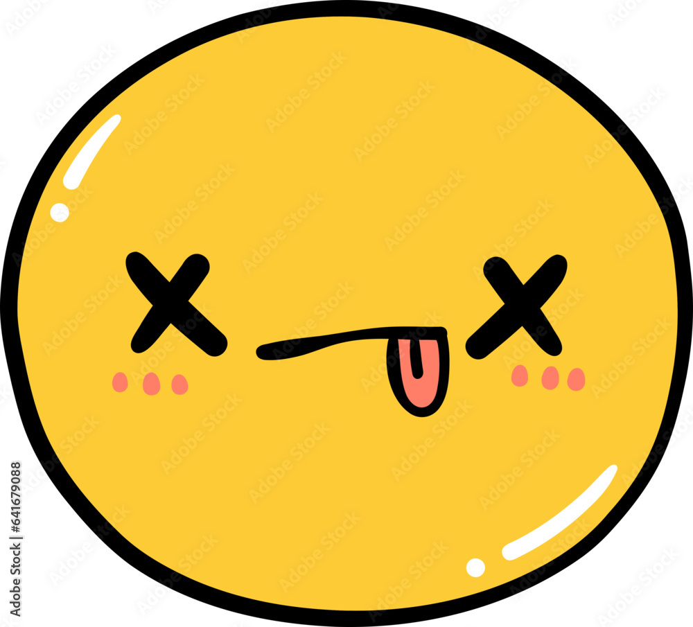 Cute nervous emoji, emoticon doodle outline Stock Vector | Adobe Stock