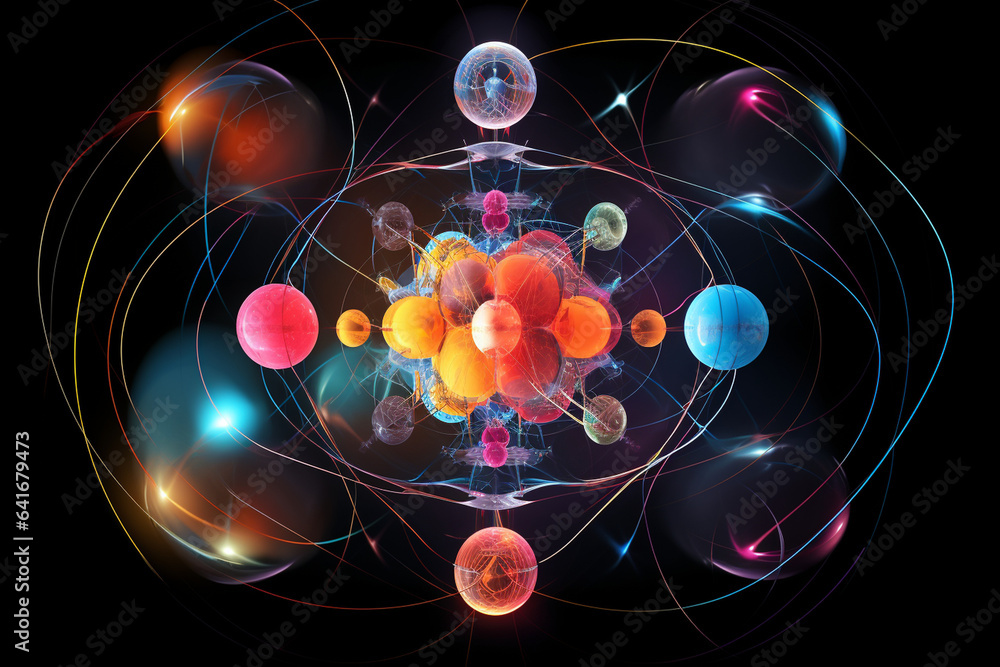 Abstract representation of electrons' energy levels in an atom ...