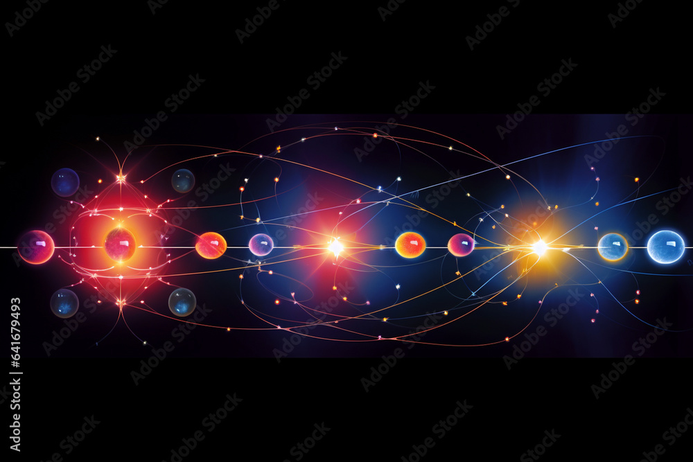 Abstract representation of electrons' energy levels in an atom ...