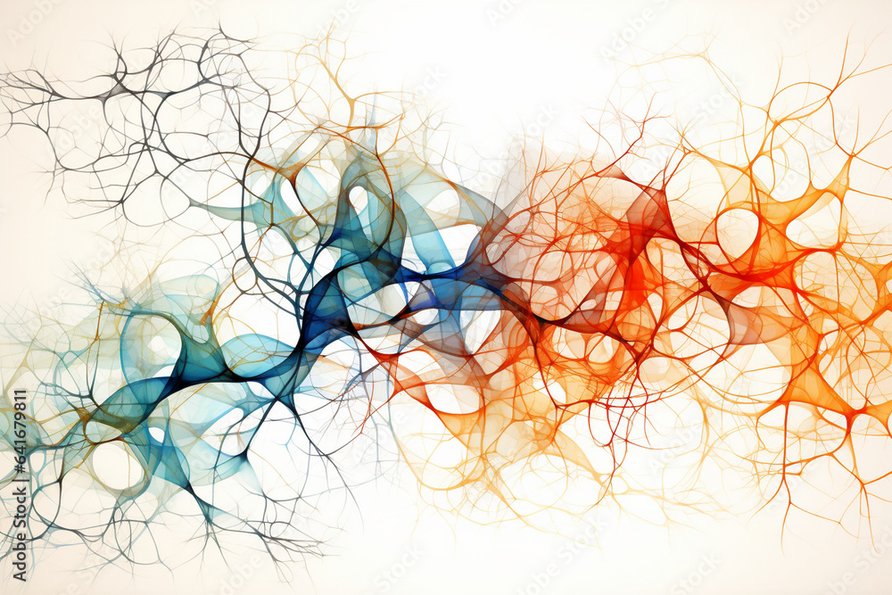 Abstract representation of interconnected pathways in the brain ...