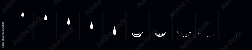 Water Drop Animation 2d Cartoon Water Drooping Frame Raindrop Classic Animated Effect Stock