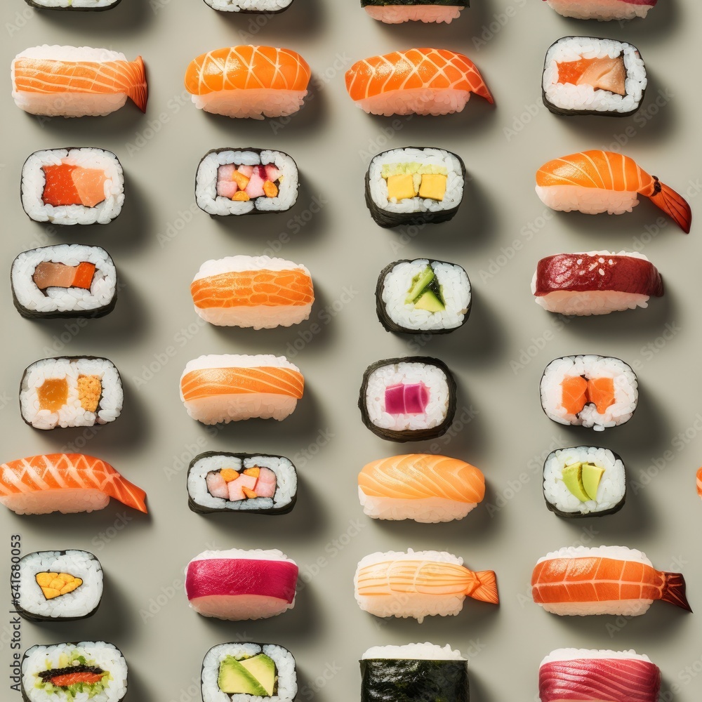 Sushi Seamless Digital Paper, Seamless Japanese Sushi Pattern ...