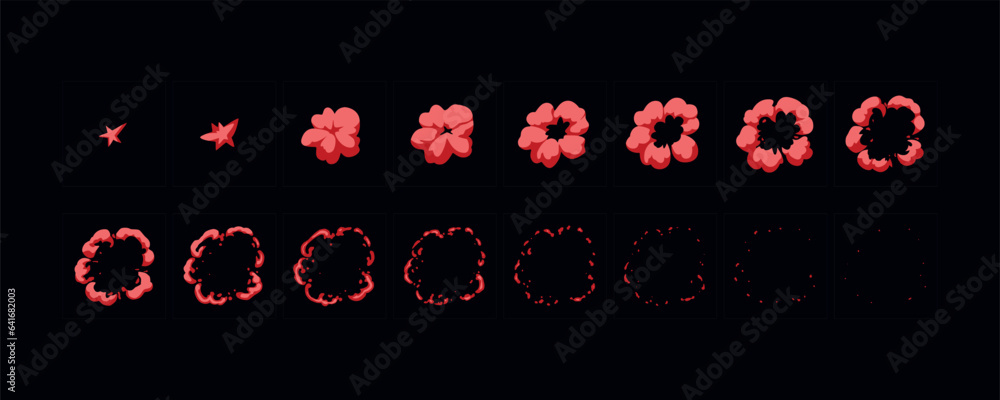 Blood Explode animation effect. Motion blood sprite sheet for game, 2d ...