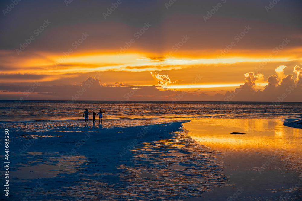 magical sunset on the beach of punta coco, isla Holbox, Mexico Stock ...