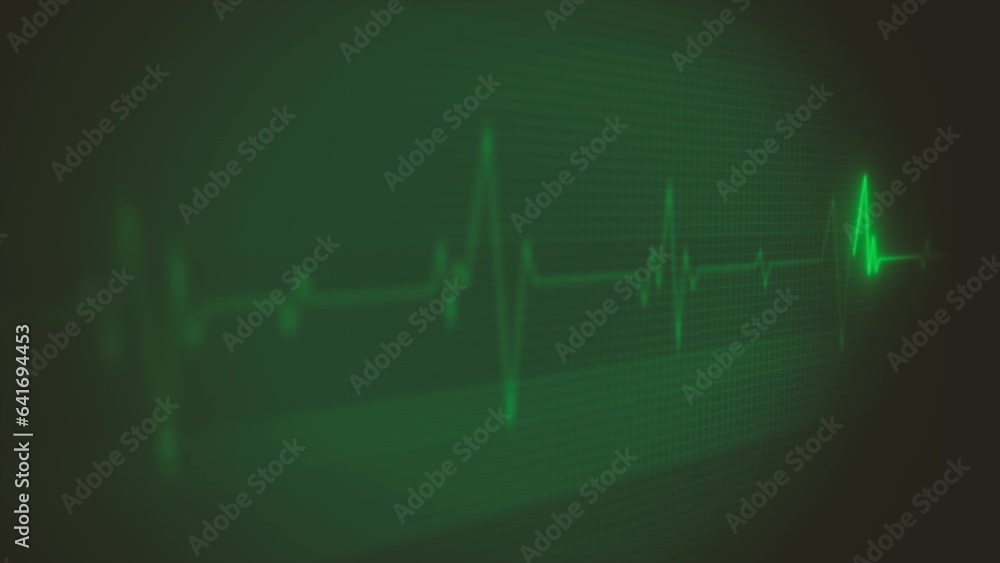 Medical Heart Pulsation Wave Signal/ 4k animation of a health ...