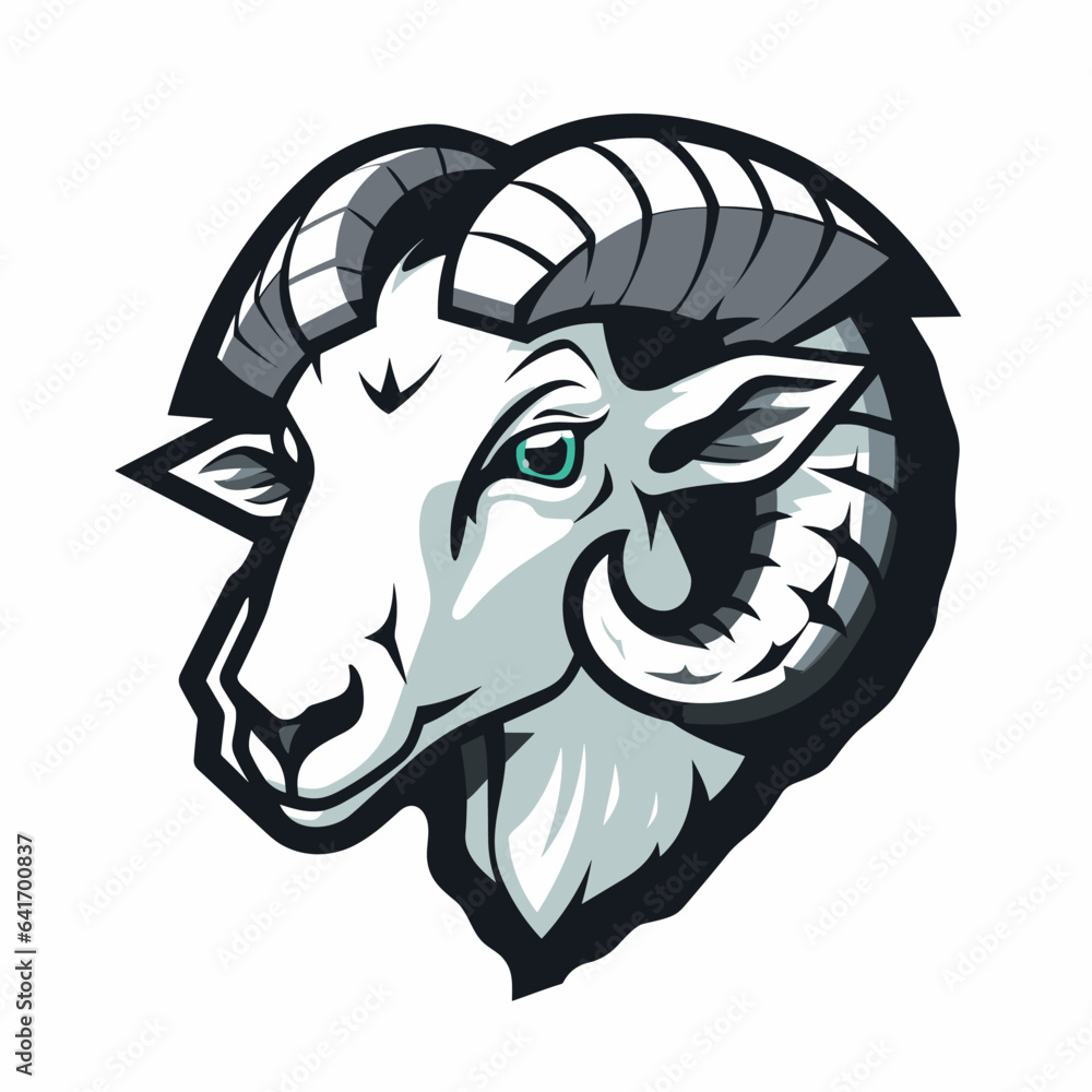 Vecteur Stock Esport vector logo ramon white background side view, ram ...