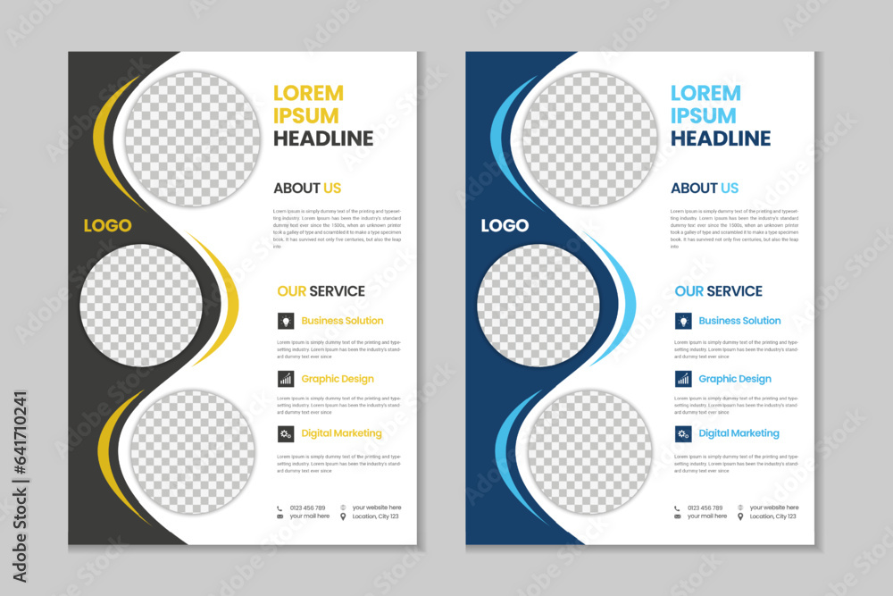 Double pages brochure template design, flyer template design, business ...