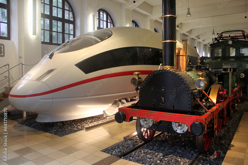 Nuremberg, Germany - August 26, 2023: First German steam engine Adler ...