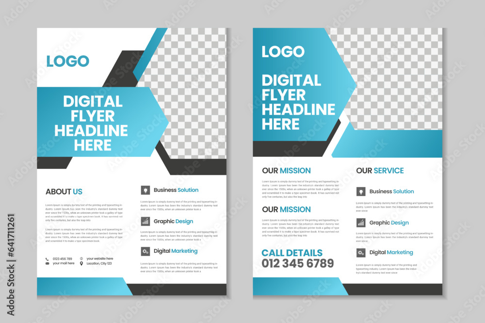 Double pages brochure template design, flyer template design, business ...