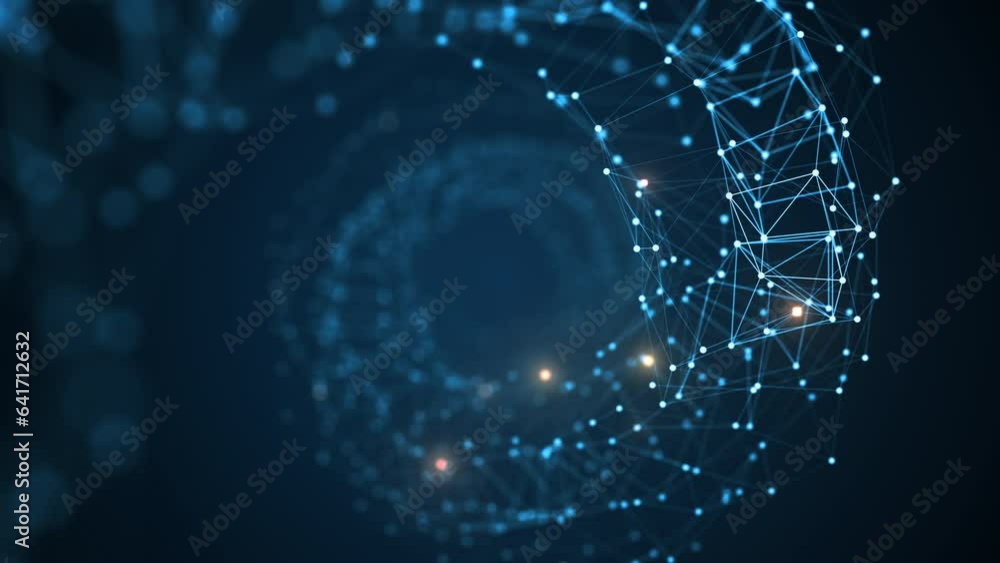 Beautiful Endless Helix Computer Network Moving Through. Blue Spiral ...