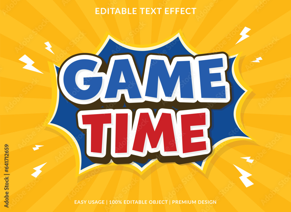 game time text effect template design with 3d style use for business brand and logo Stock Vector ...