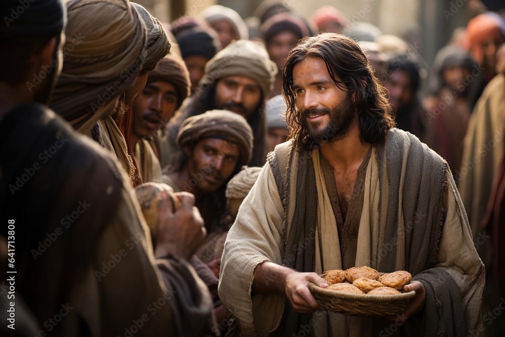 Jesus Christ fed bread to the poor , bible religion, gospels, ancient ...