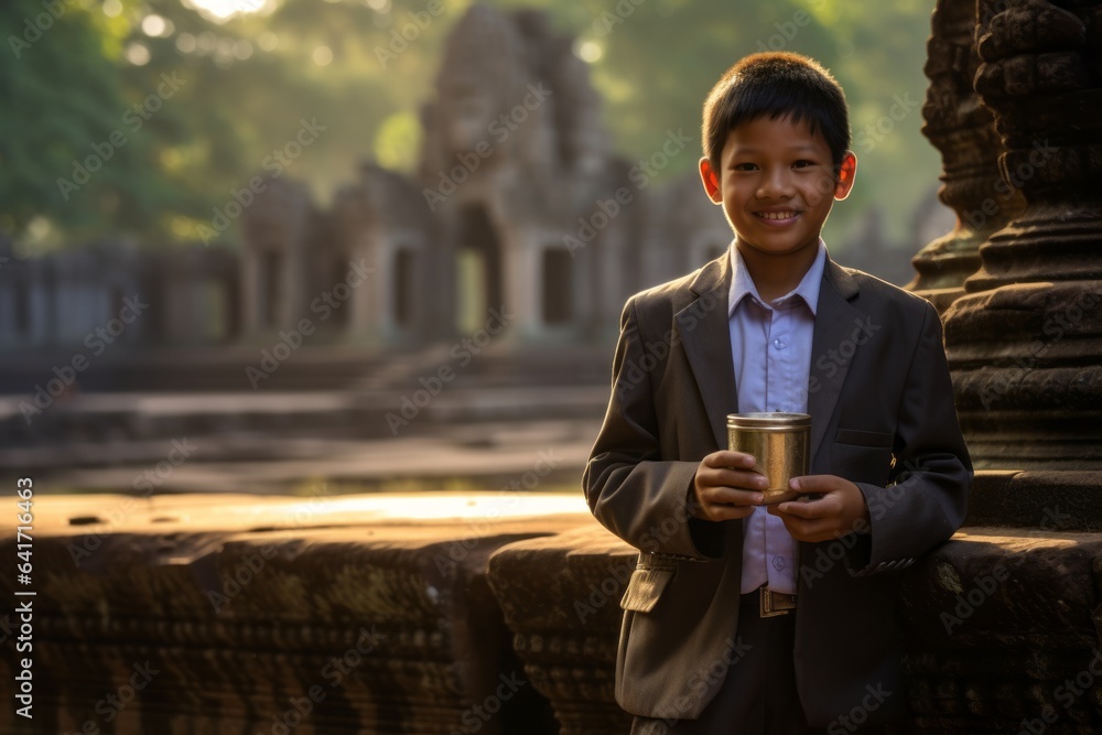 Medium shot portrait photography of a merry boy in his 30s holding a ...