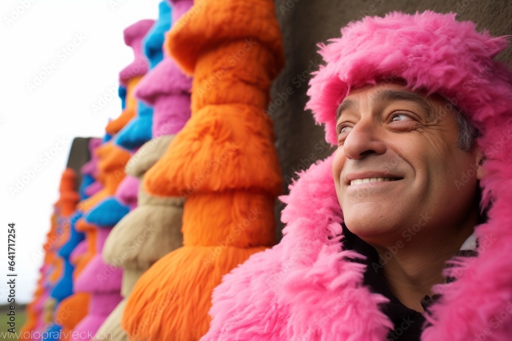 Close-up portrait photography of a happy mature man covering ears ...