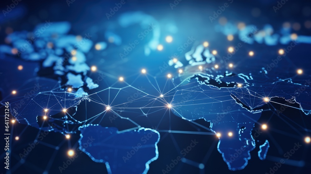 Technological background with world map and network connections ...