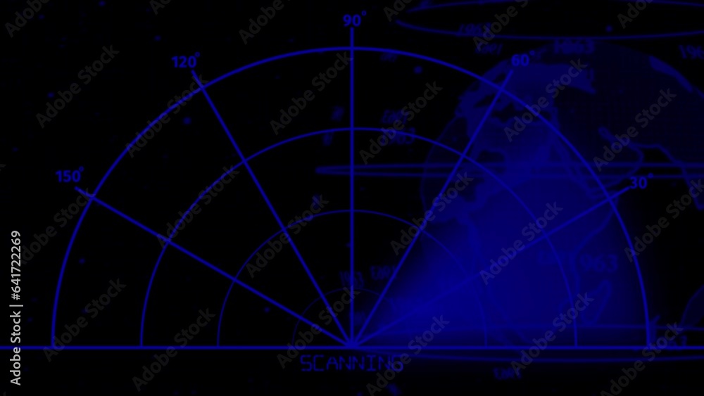 Radar Sonar With Object On Map. Modern submarine radar sonar with ...