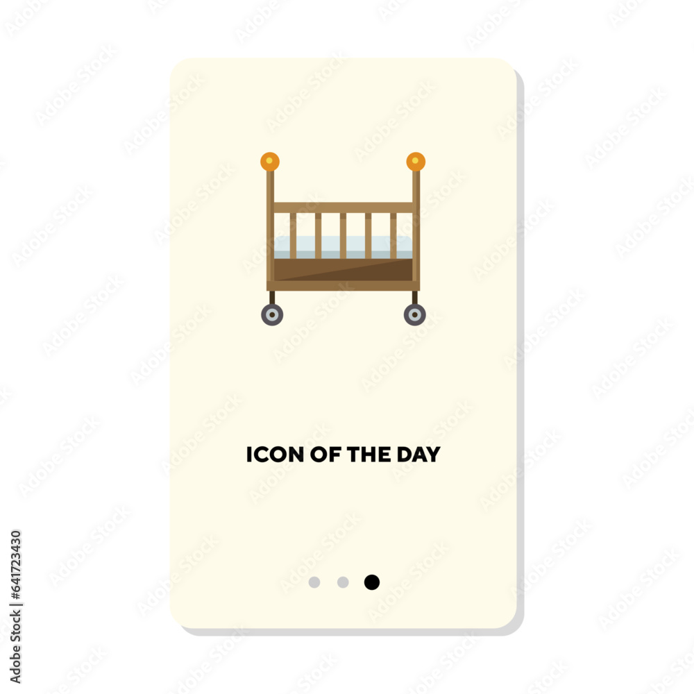 Baby wooden crib isolated on white. Furniture for kids room cartoon ...