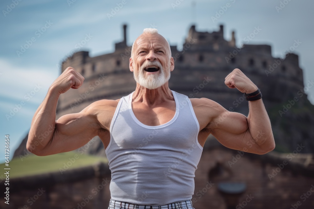 Lifestyle portrait photography of a content mature man striking a ...