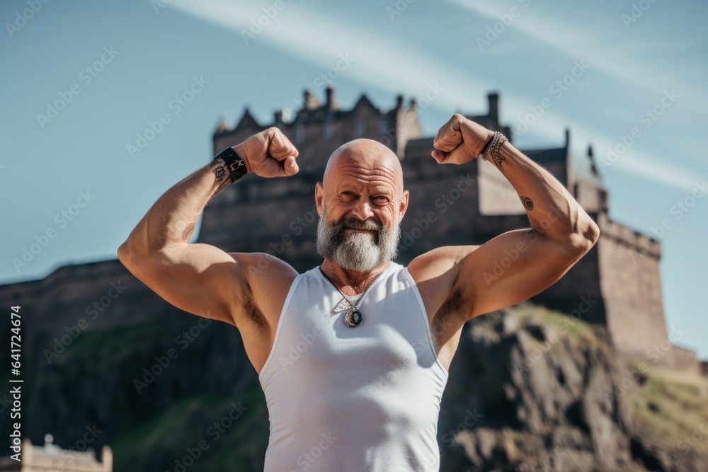 Lifestyle portrait photography of a content mature man striking a ...